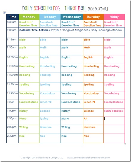 3rd Grade Daily Homeschool Schedule Confessions Of A Homeschooler