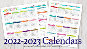 2022-2023 Year-at-a-Glance Printable Calendar - Confessions of a ...