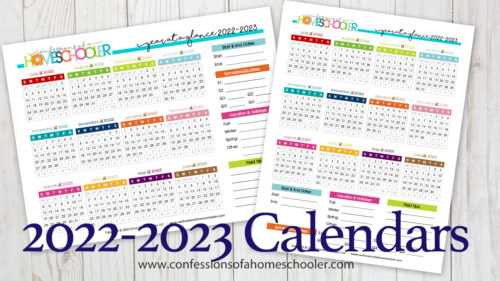 2022-2023 Year-at-a-Glance Printable Calendar - Confessions of a ...